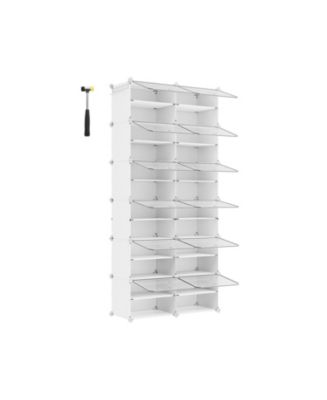 Slickblue Interlocking Shoe Rack, Cubes Shoe Organizer with Doors ...