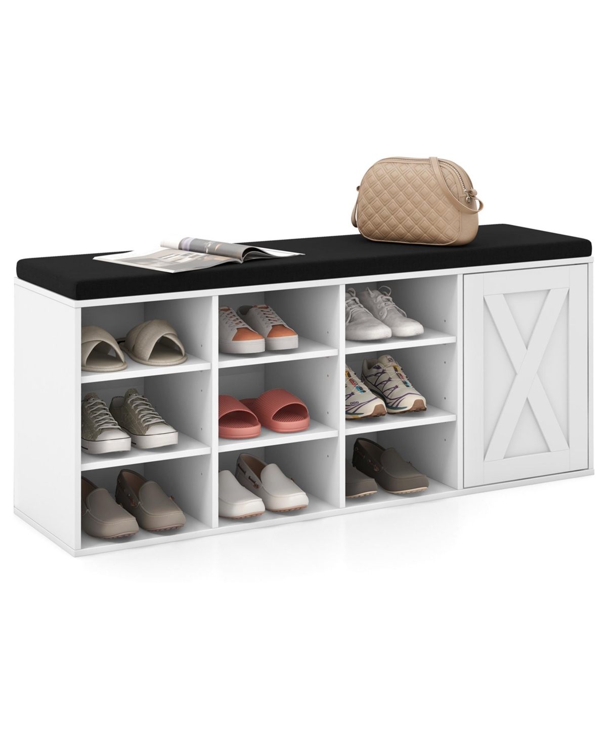Click here for Shoe Bench w/Padded Cushion 9-cube Adjustable Stor... prices