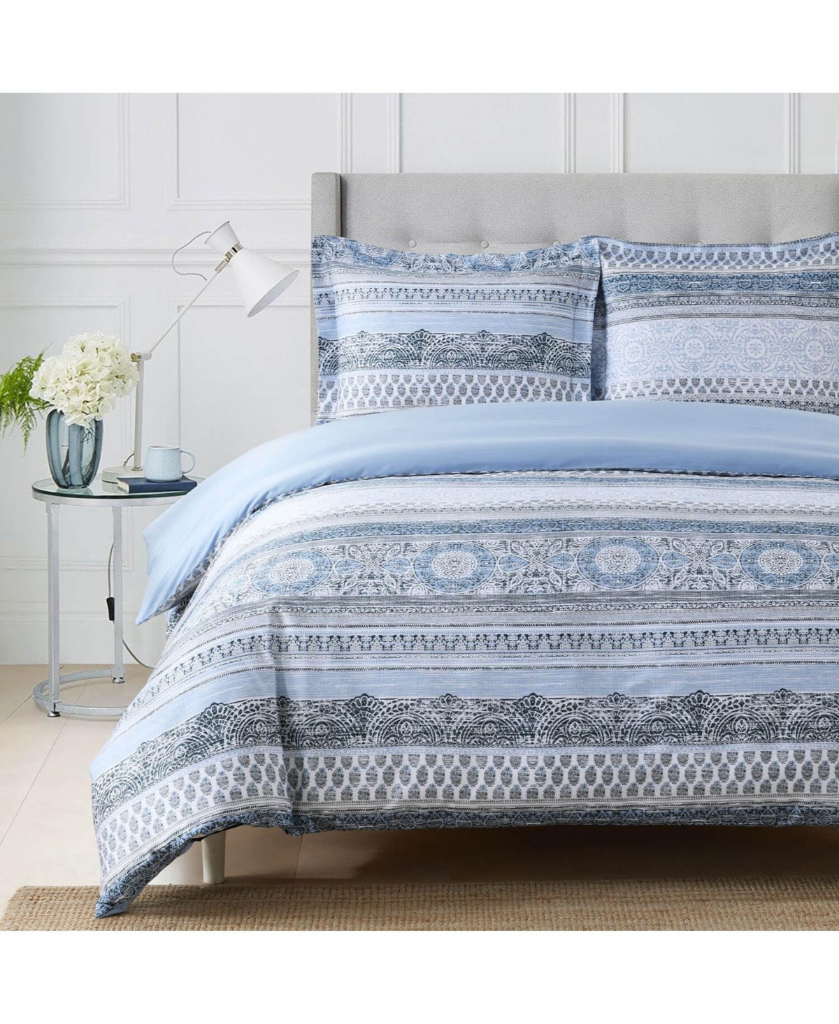 Medallion 100 Cotton Duvet Cover Set  Full/Queen - Blue