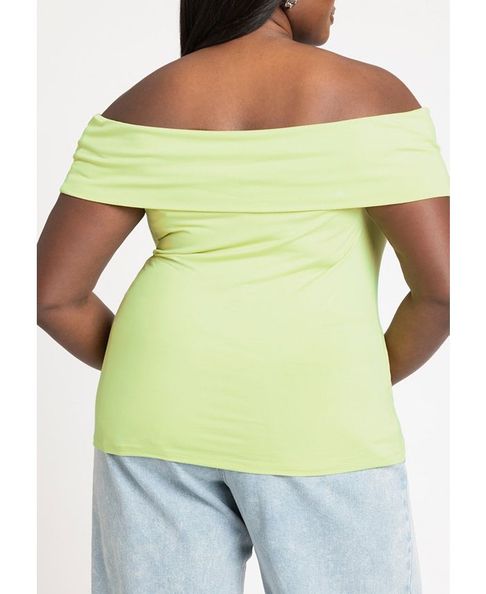 ELOQUII Plus Size Off The Shoulder Fitted Top - Macy's