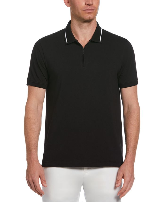 Perry Ellis Men's Mini Ottoman Quarter-Zip Short Sleeve Polo Shirt - Macy's