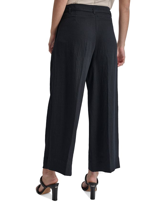 DKNY Women's High Rise Tie-Waist Wide Leg Pants - Macy's