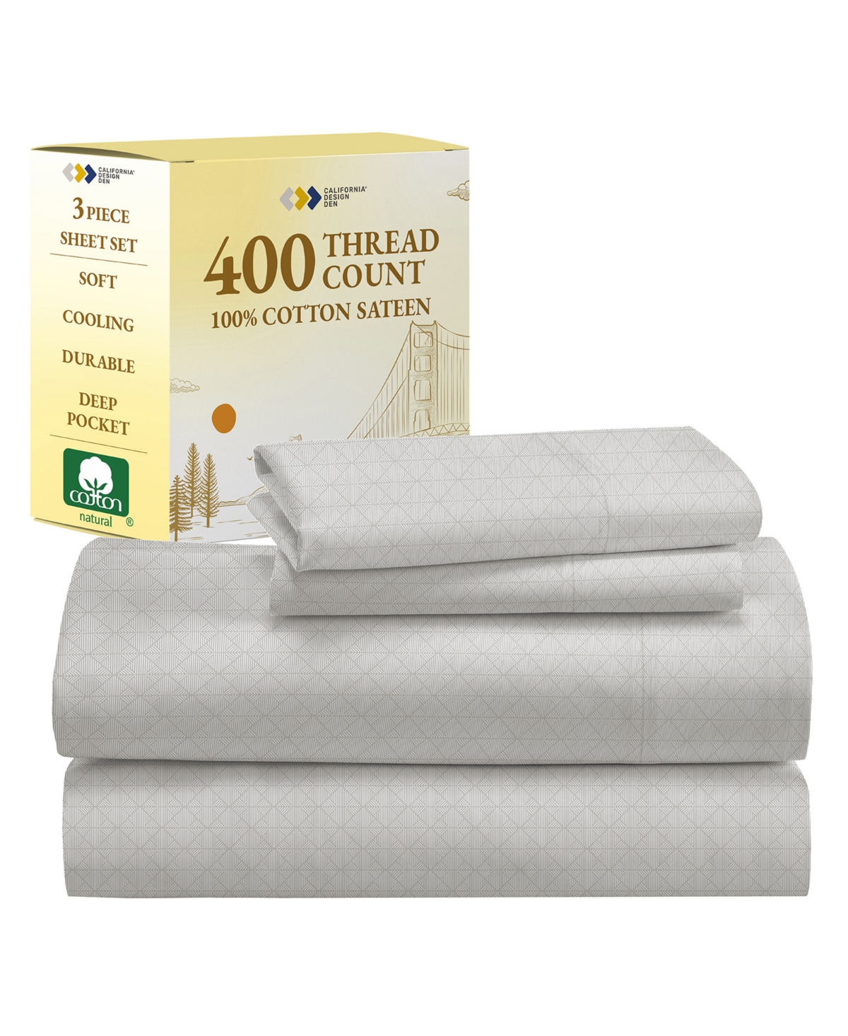 Click here for 400 Thread Count 100 Cotton Printed Sheet Set - Ca... prices