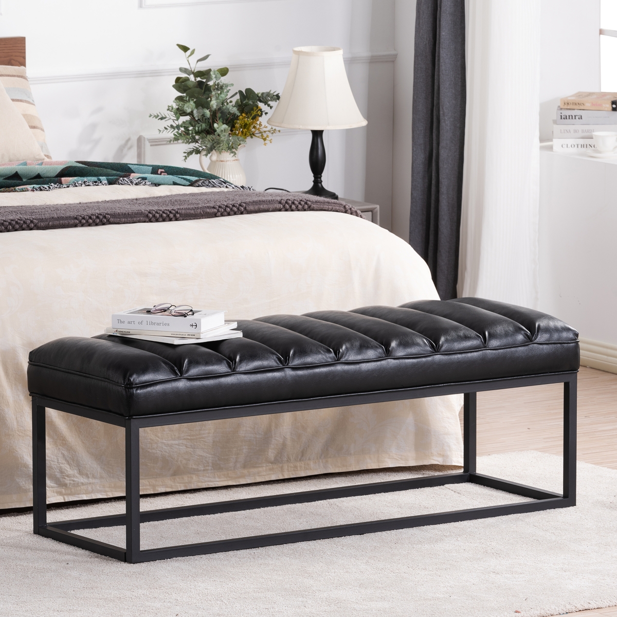 Click here for Metal Base Upholstered Bench For Bedroom For Entry... prices