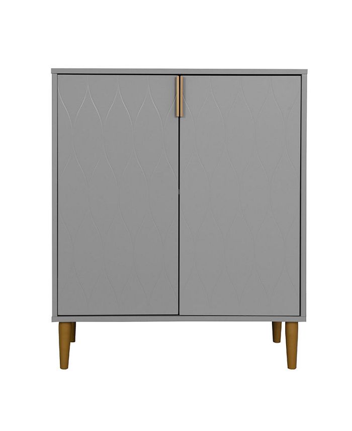 Simplie Fun Wooden Living Room Console Table Grey Carved Pattern Door ...