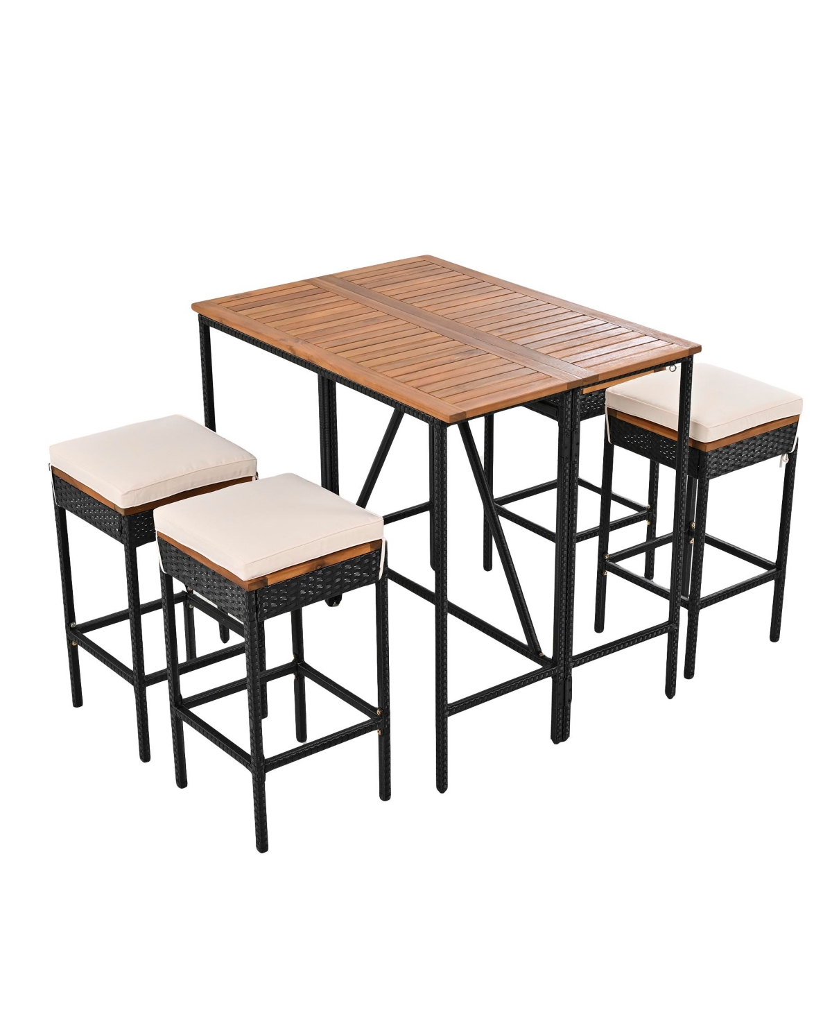 Click here for 5-Piece Outdoor Bar Height Dining Set - Acacia woo... prices