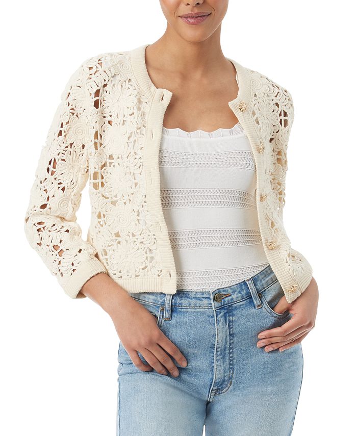 Sam Edelman Women's Ramona Cotton Open-Knit Jacket - Macy's
