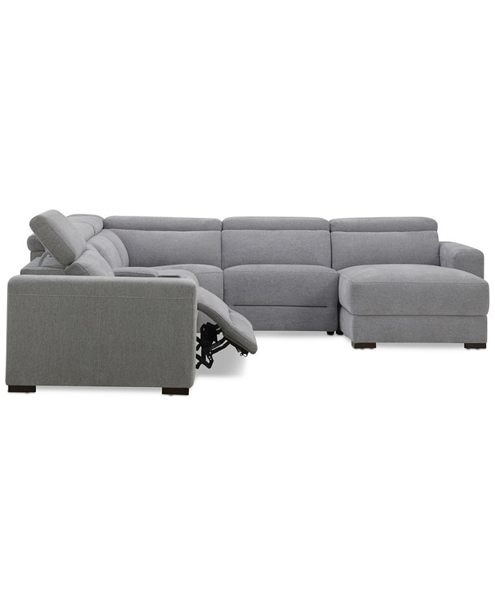 Furniture Nevio 6-Pc. Fabric Power Headrest Sectional with Chaise ...