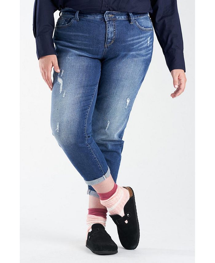 SLINK Jeans Plus Size Mid Rise Boyfriend Jeans - Macy's