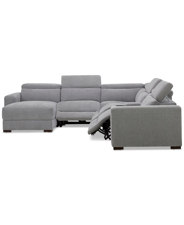 Furniture Nevio 6-Pc. Fabric Power Headrest Sectional with Chaise ...