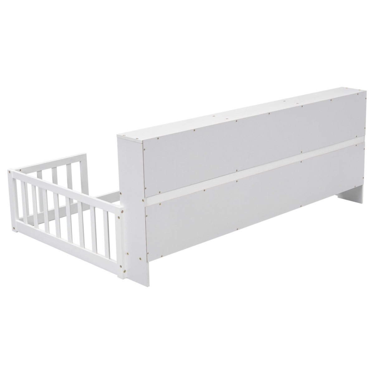 Click here for Simplie Fun Twin Floor Bed With Bedside Bookcase... prices