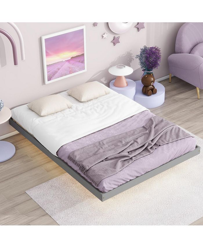 Simplie Fun LED-Lit Full Size Platform Bed, Grey - Macy's