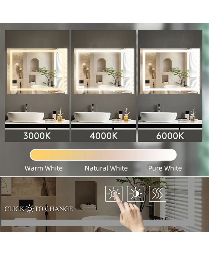 Simplie Fun LED Bathroom Mirror 48 X 36 Inch With Lights, Anti-Fog ...