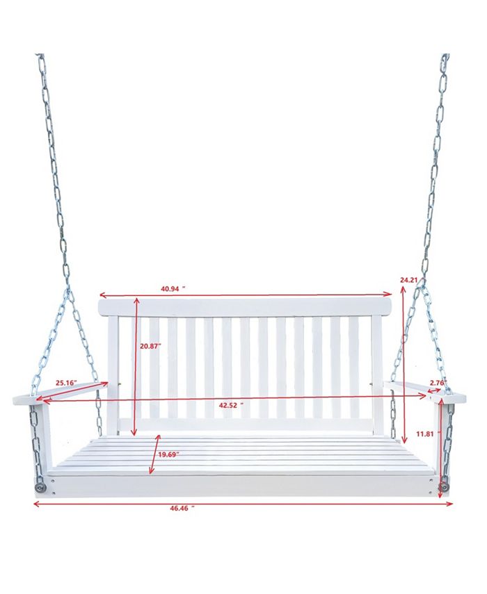 Simplie Fun Outdoor Wood Swing with Armrests, Easy Assembly - Macy's