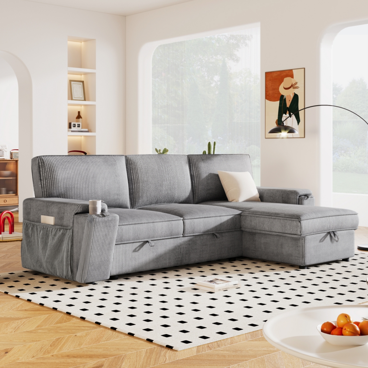 Click here for Simplie Fun Upholstery Sleeper Sectional Sofa With... prices
