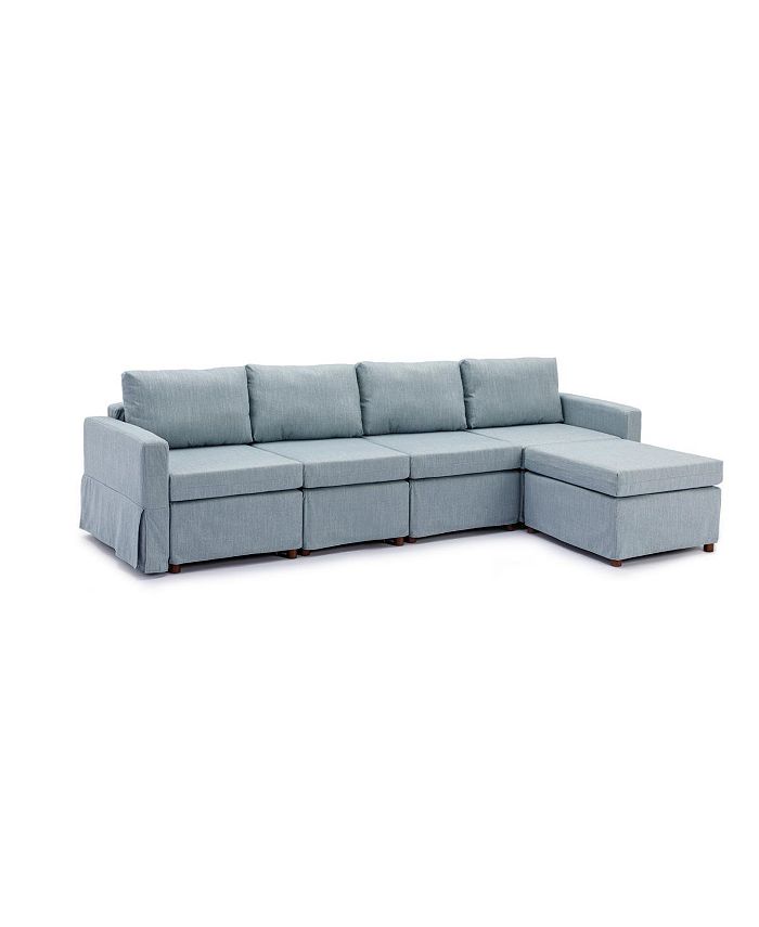 Simplie Fun Light Blue Modular Sectional Sofa with Ottoman - Macy's