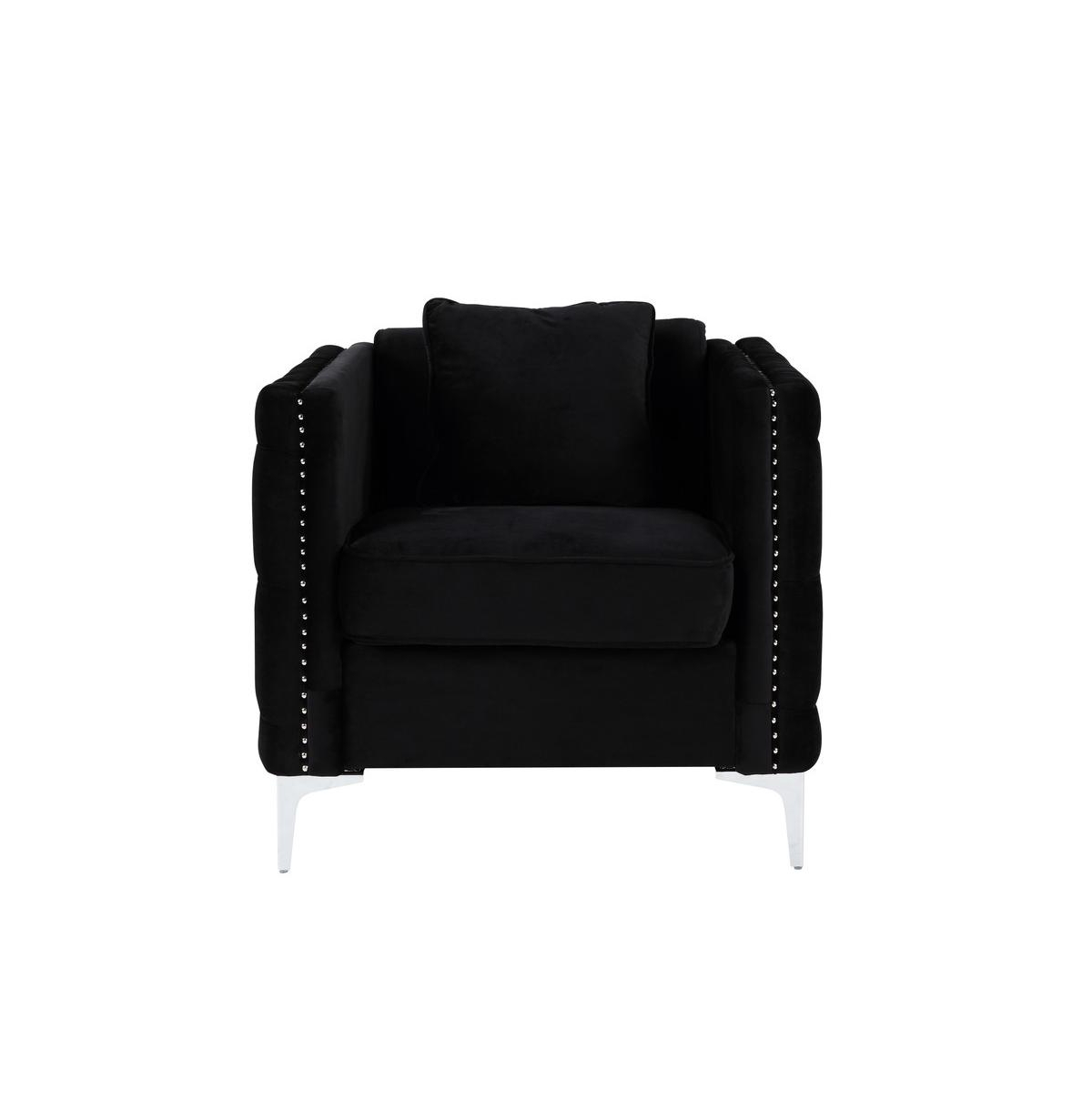 Click here for Bayberry Black Velvet Chair With 1 Pillow - Black prices