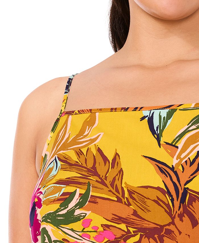 MSK Plus Size Floral-Print Square-Neck Maxi Dress - Macy's