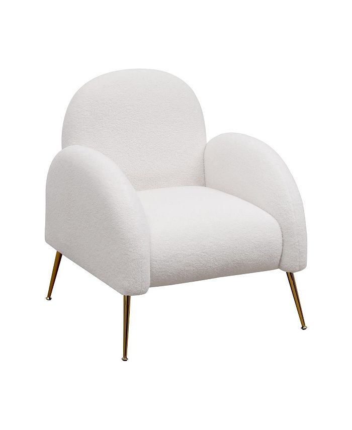 Simplie Fun White Sherpa Armchair with Golden Legs, Versatile for Any ...