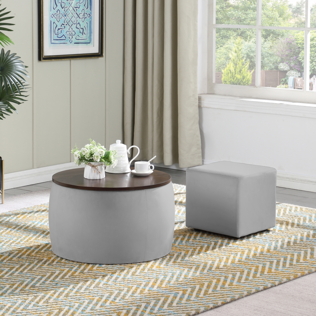 Click here for Simplie Fun Round Ottoman Set with Storage & Coffe... prices