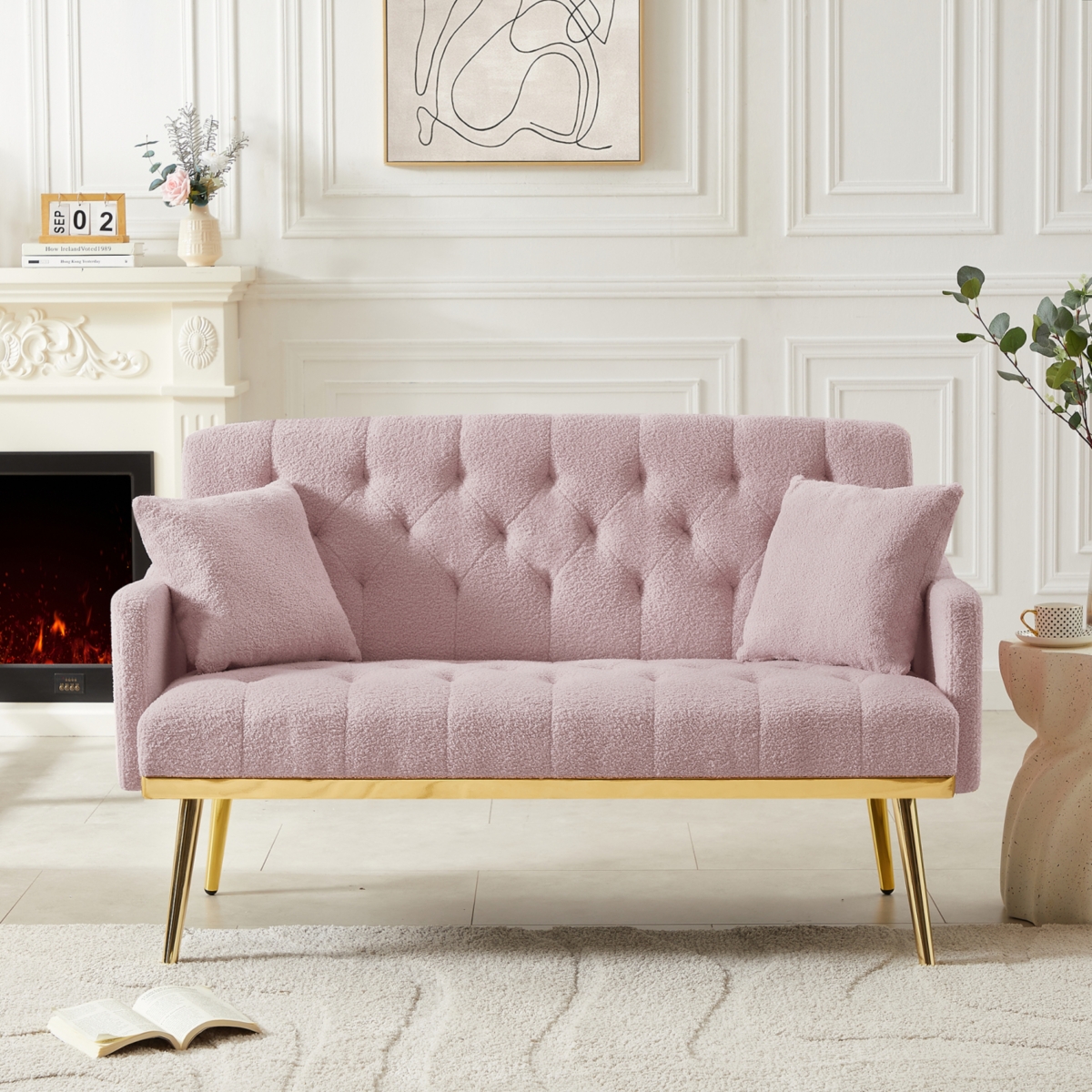 Click here for Simplie Fun Pink Teddy Fabric 2 Seater Sofa - Pink prices