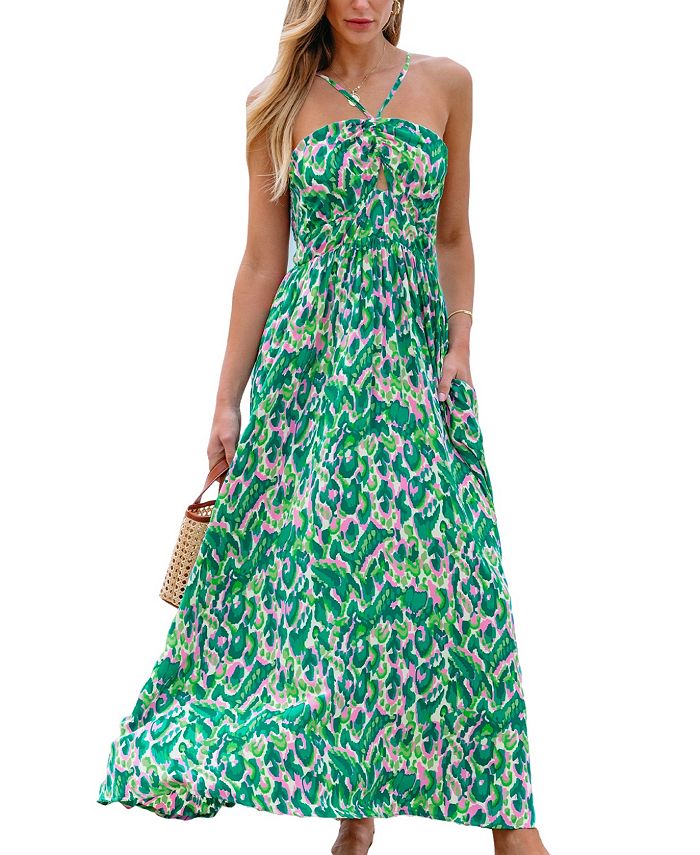 CUPSHE Women's Abstract Print Ruched Cutout Beach Dress - Macy's