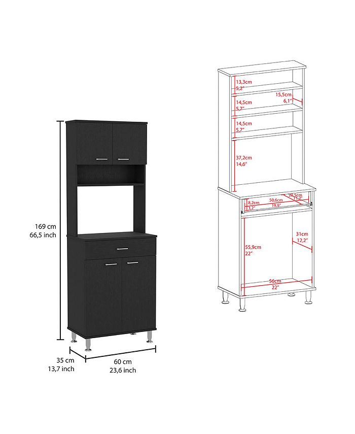 Simplie Fun Della 60 Kitchen Pantry With Countertop, Closed & Open ...