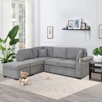 Simplie Fun 87.4" Sleeper Sofa Bed, 2 In 1 Pull Out Sofa Bed L Shaped ...