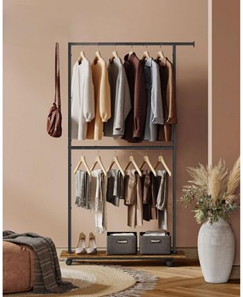 Slickblue Middle Rod Clothing Rack for Hanging Clothes with Shelf ...