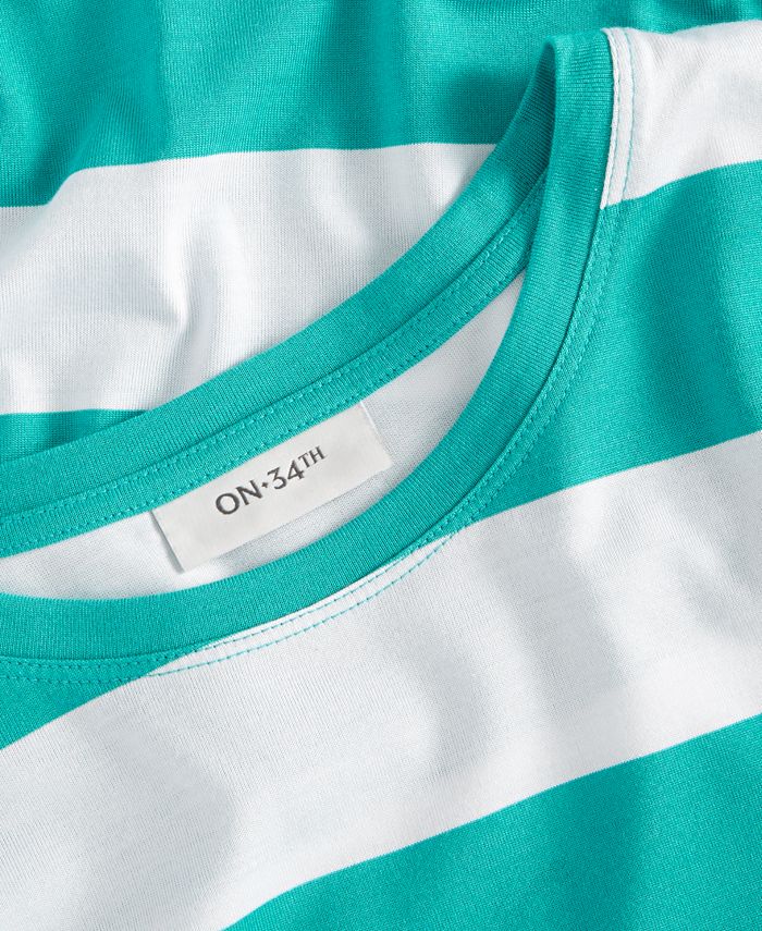 On 34th Women's Rugby Stripe Drop-Shoulder T-Shirt, Created for Macy's ...