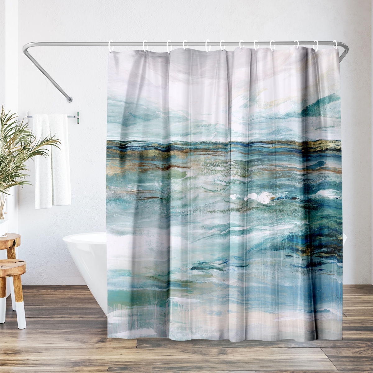 Click here for 71x74 Abstract Shower Curtain - Midnight Clear by... prices