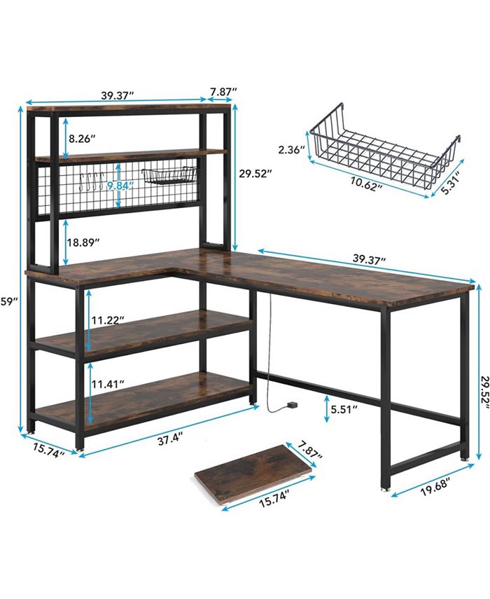 Tribesigns 55" Large Computer Desk with Wireless Charging 5 Storage ...