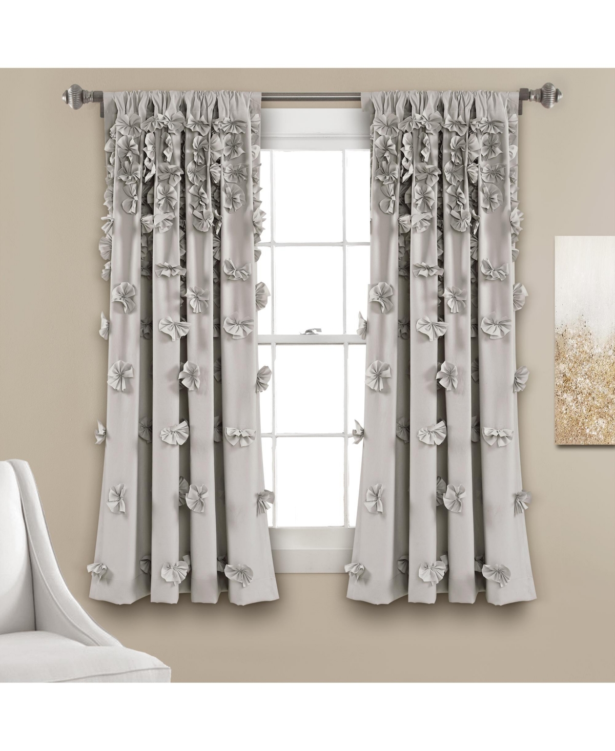 Click here for Lush Decor Riley Window Curtain Panel - Light gray prices