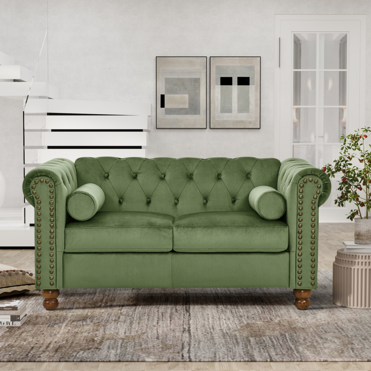 Click here for Streamdale Furniture Green Velvet Love Seat Sofa -... prices