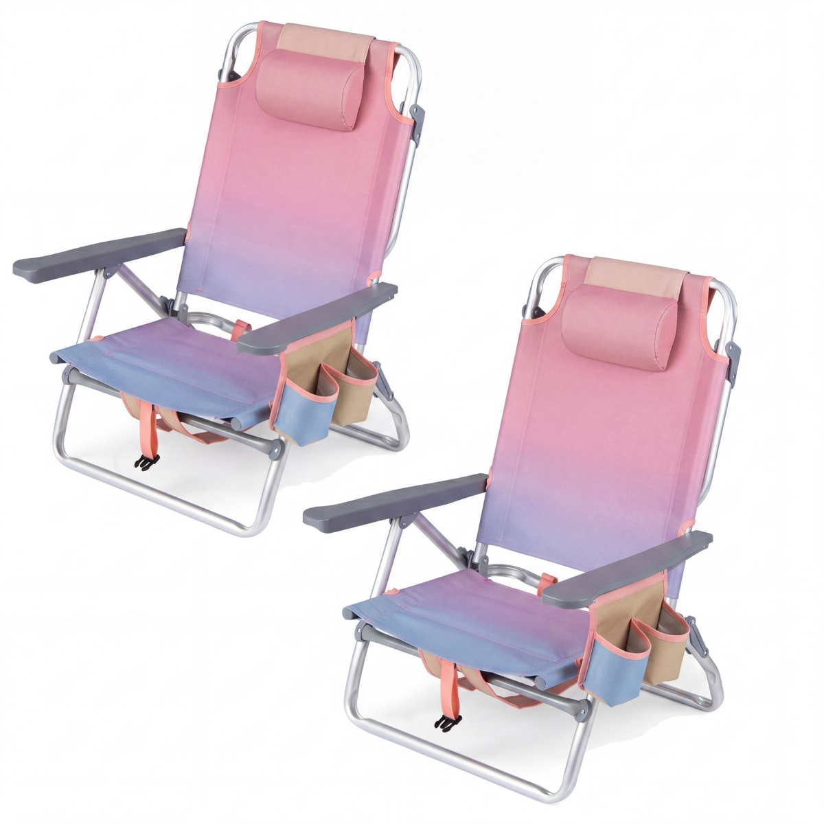 Click here for Gymax 2PCS Folding Backpack Beach Chair 5-Position... prices