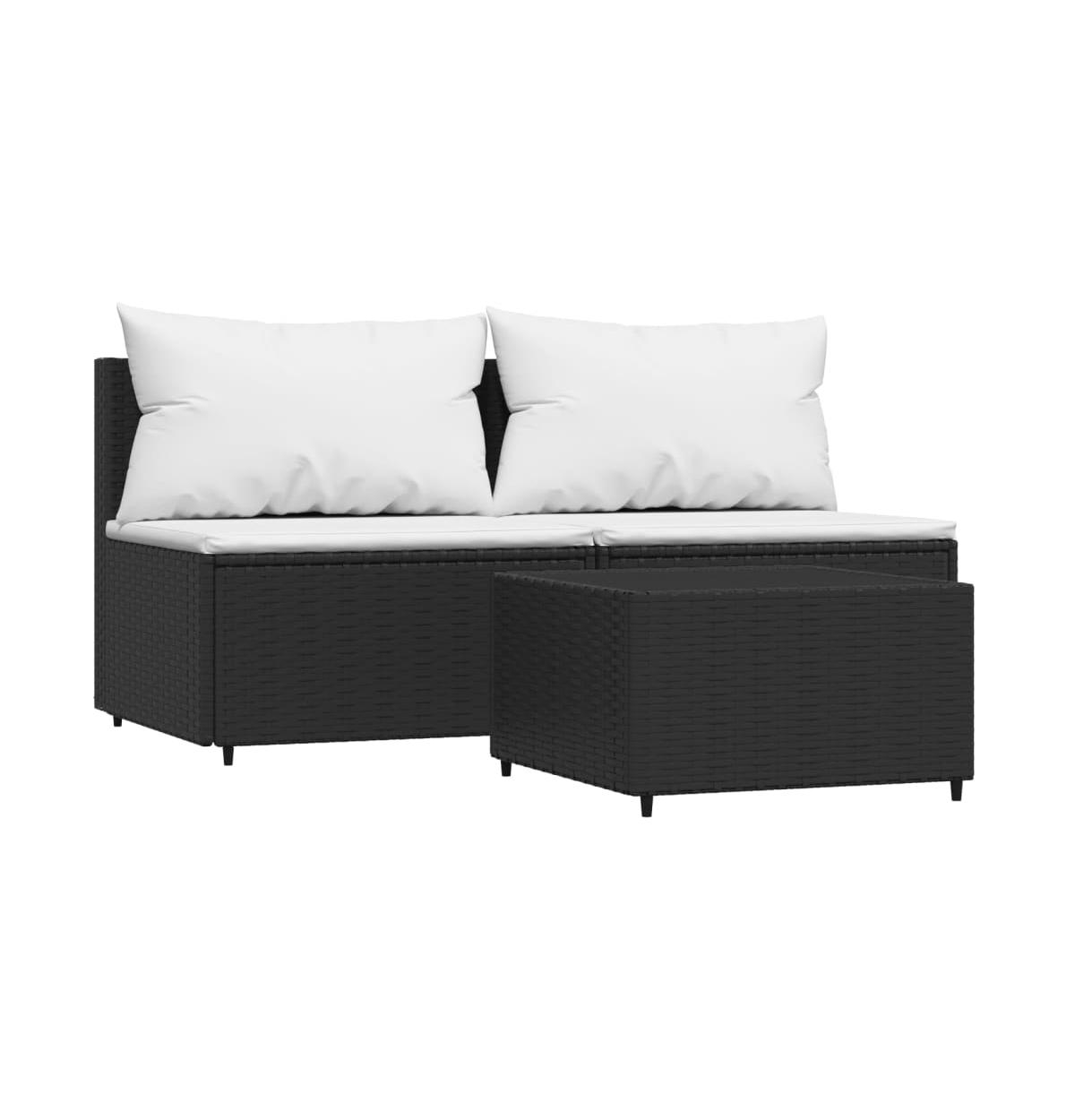 Click here for vidaXL 3 Piece Patio Lounge Set with Cushions Blac... prices
