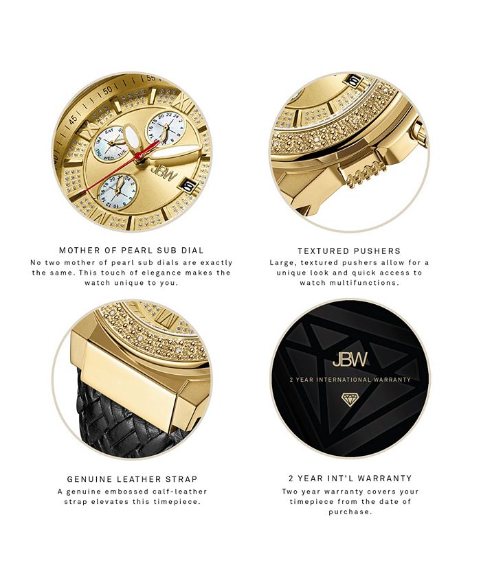 Jbw Men's Saxon Diamond (1/6 ct.t.w.) 18k Gold Plated Stainless Steel ...