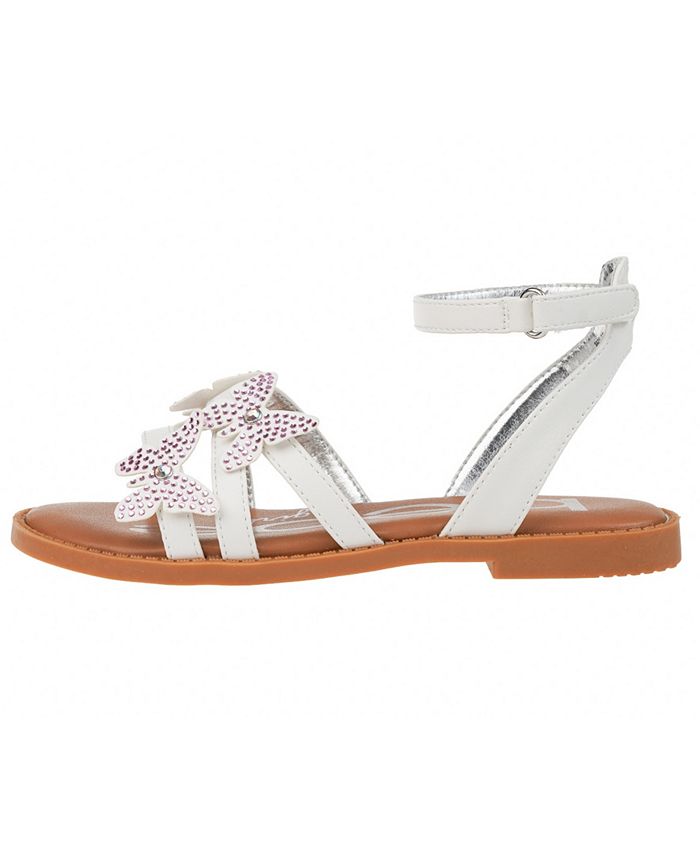 Bebe Big Girl's Strappy Sandal with Rhinestone Butterfly Appliques ...
