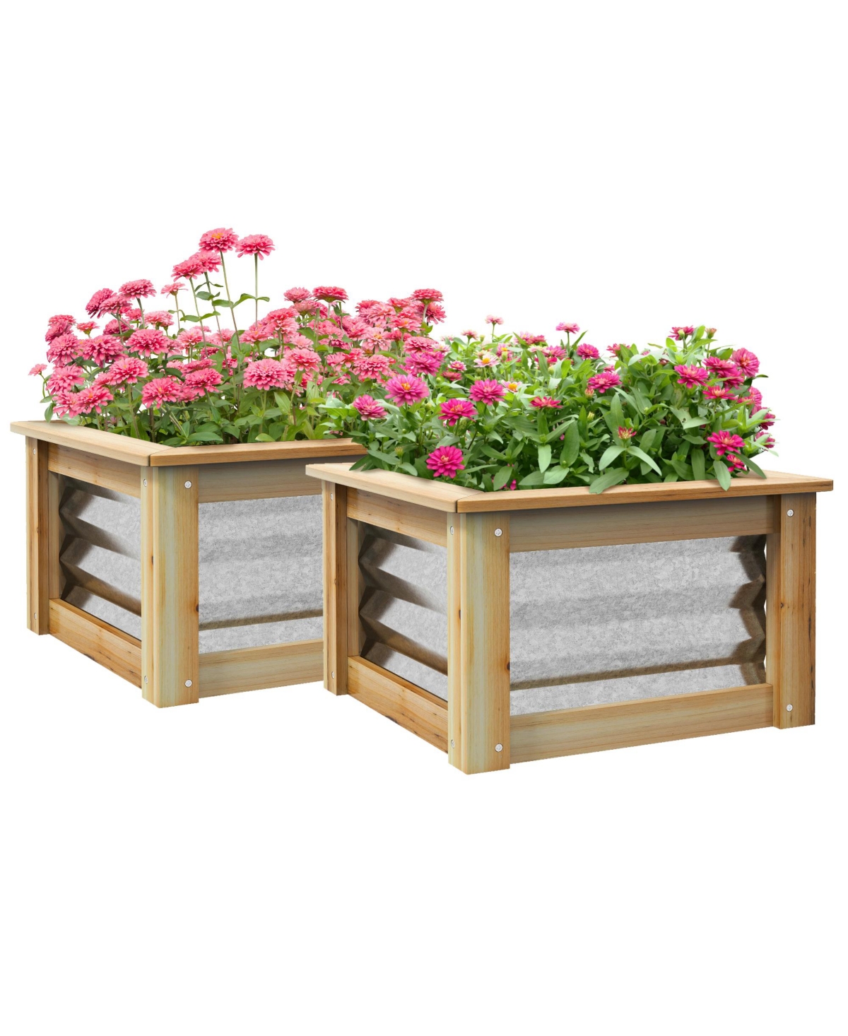 Click here for Outsunny Set of 2 Raised Garden Beds  Metal and Wo... prices
