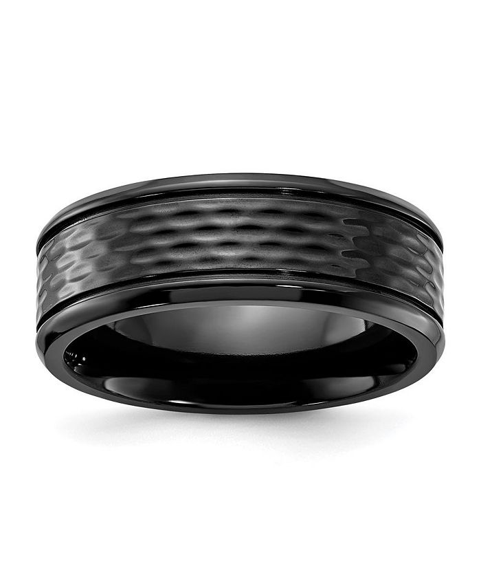 Chisel Black Zirconium Polished Wedding Band Ring - Macy's