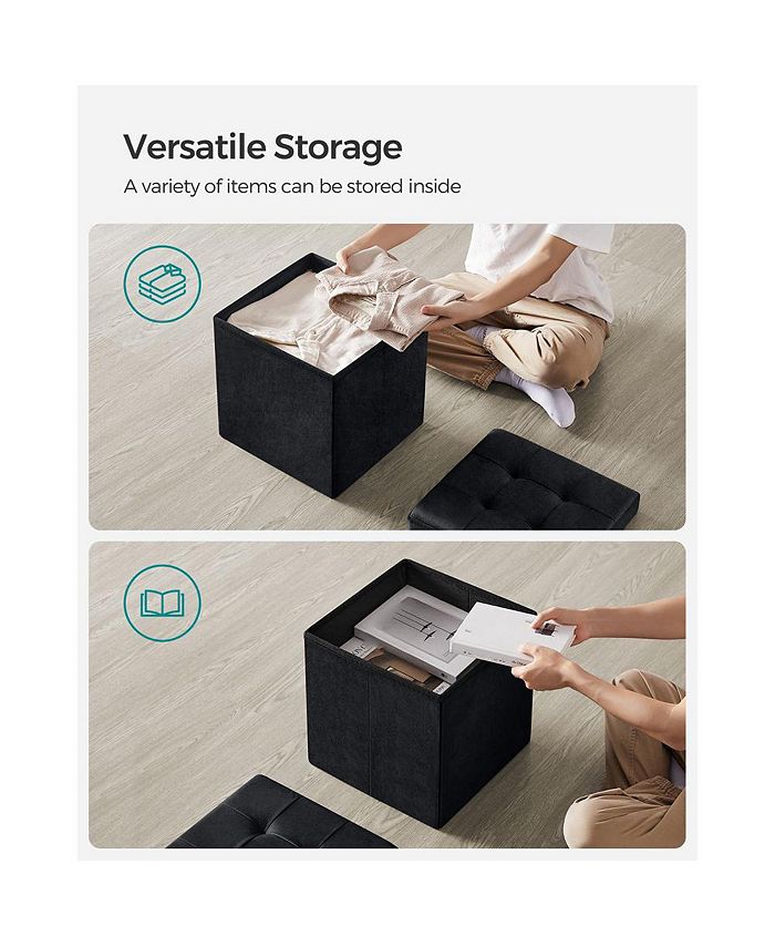 Slickblue Small Storage Ottoman, Foldable Velvet Storage Box, Storage ...