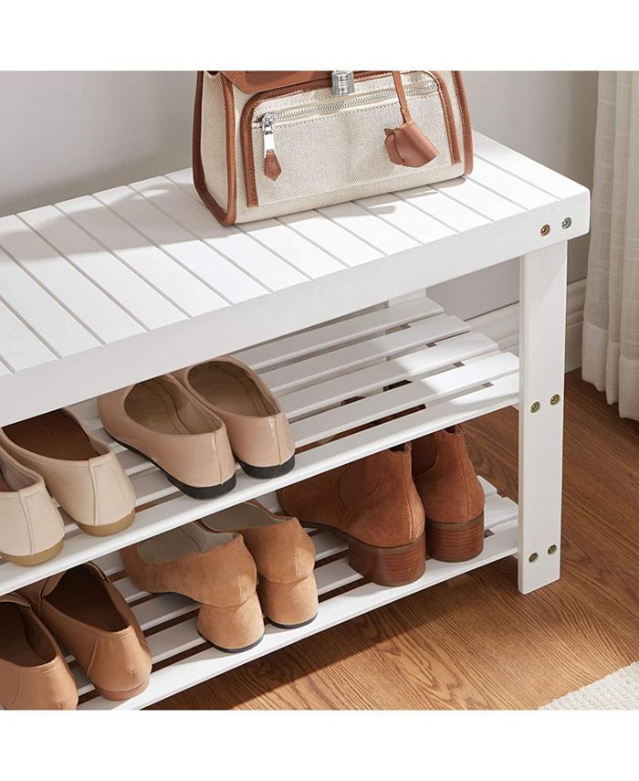 Slickblue White 3-tier Wicker Shoe Storage Rack - Macy's