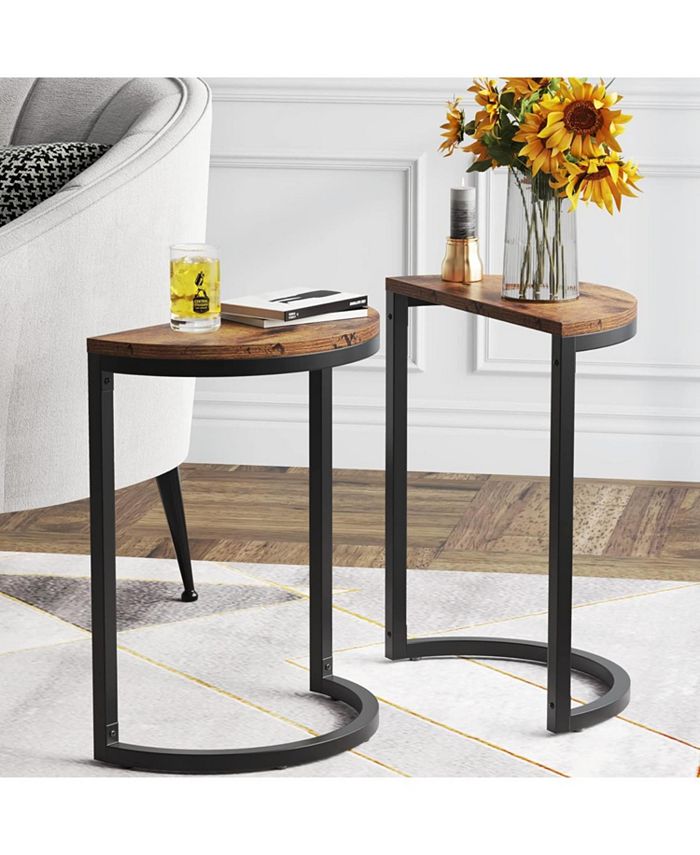 Tribesigns End Table Semi Circle Set of 2, Small Half Round Side Tables ...