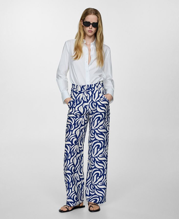 MANGO Women's Wide Leg Printed Pants - Macy's