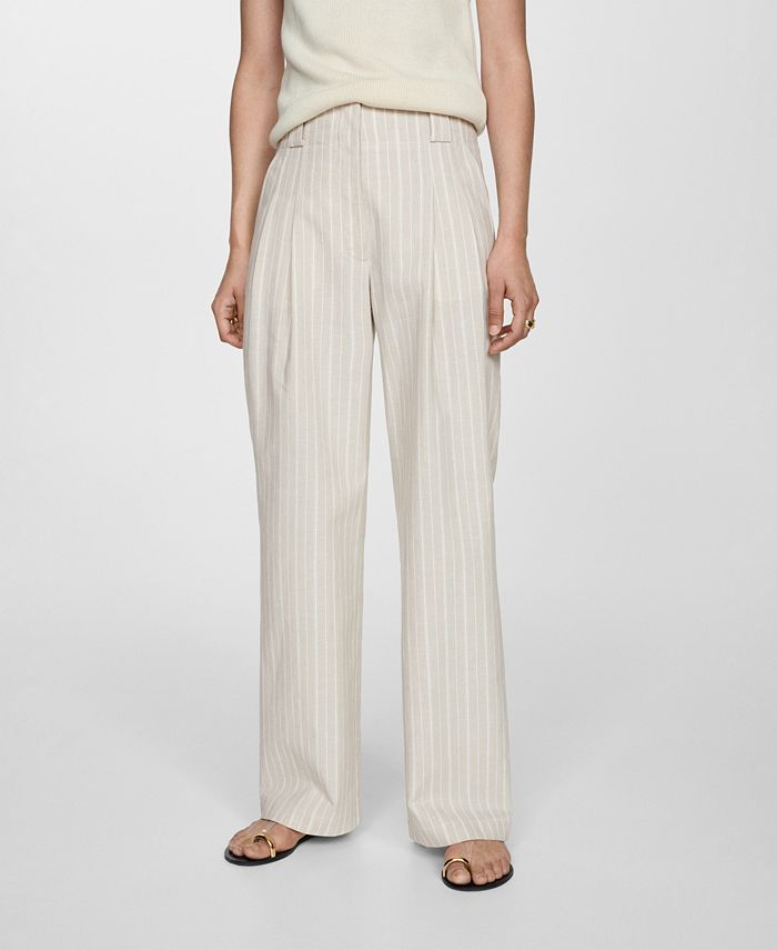 MANGO Women's Straight Striped Pants - Macy's