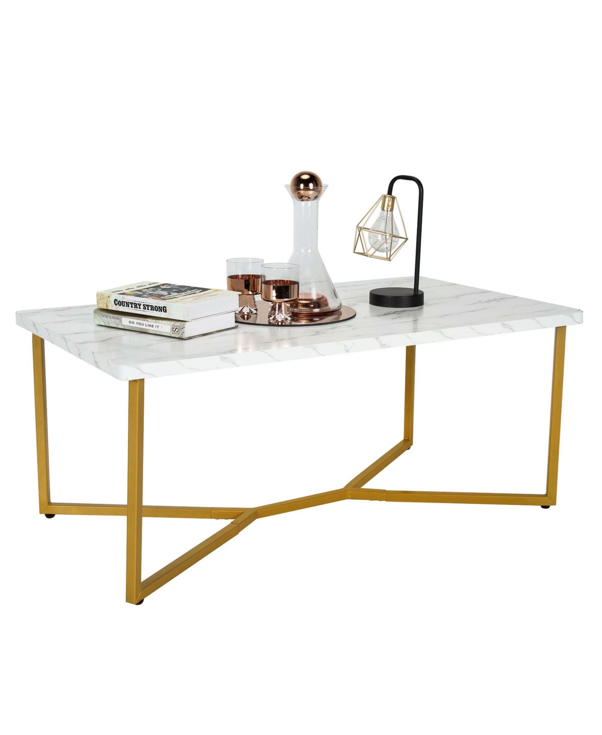 Click here for Modern Coffee Table with Faux Marble Tabletop & Go... prices
