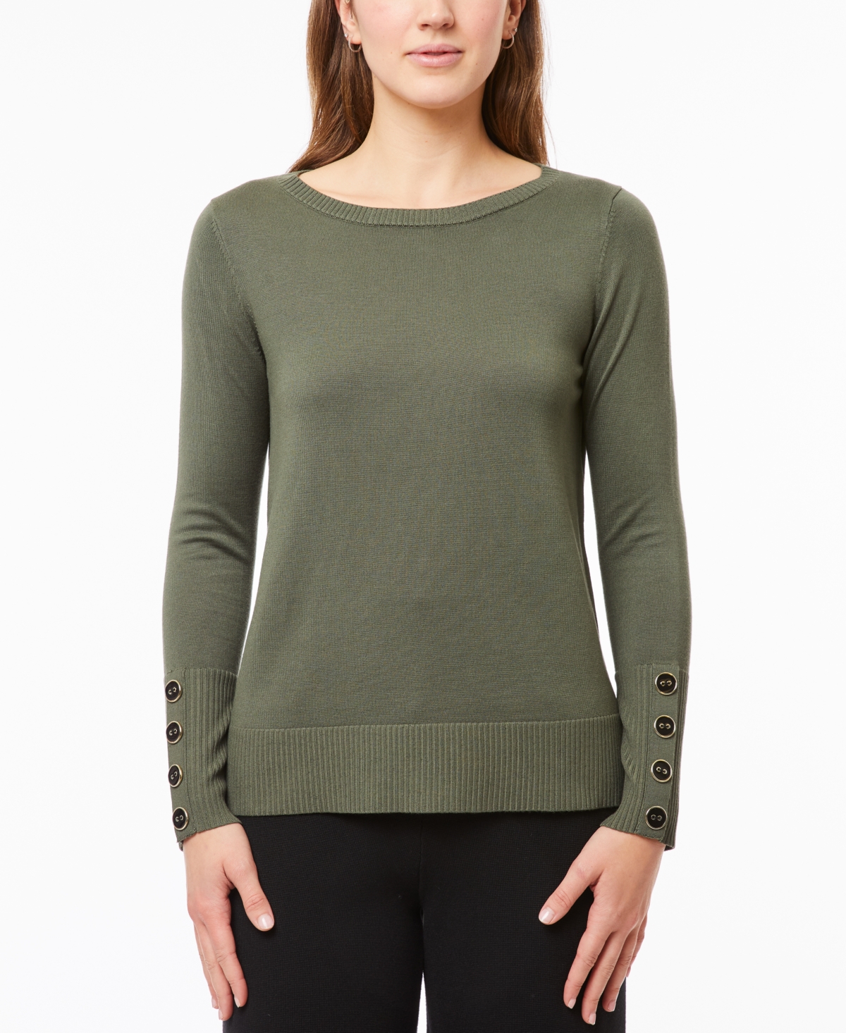 Click here for Melissa Paige Womens Fine Gauge Boat-Neck Buttoned... prices