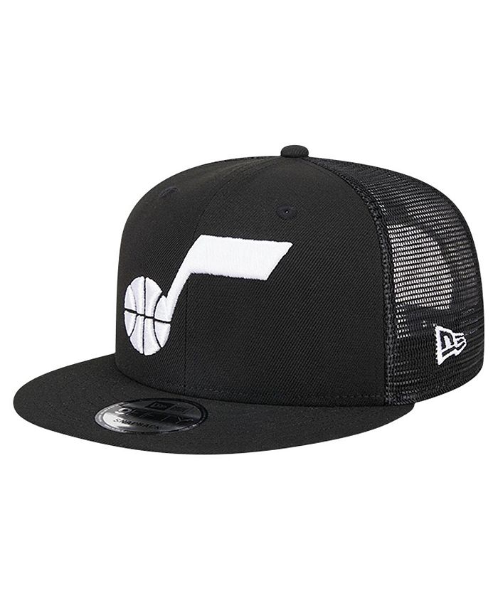 New Era Men's Black Utah Jazz Evergreen 9FIFTY Trucker Snapback Hat ...