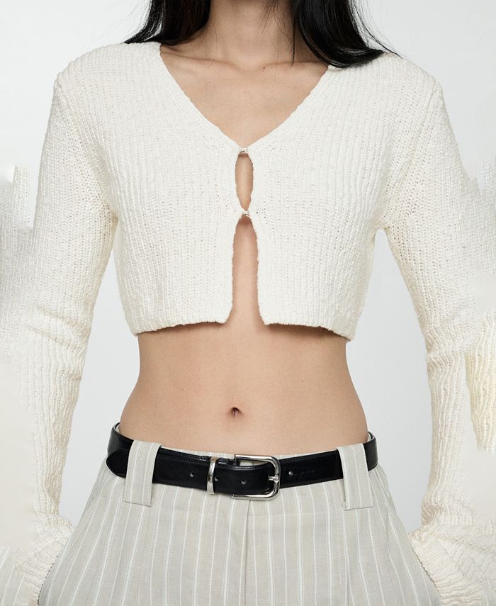 MANGO Women's Knitted Cropped Cardigan - Macy's