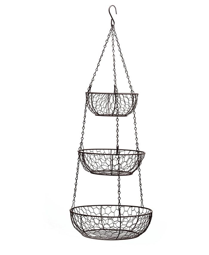 RSVP International Chicken Wire 3 Tier Bronze Hanging Basket - Macy's